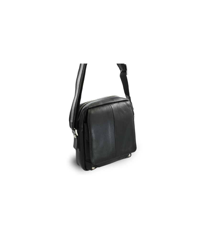 Small black leather men's crossbag 215-1919-60